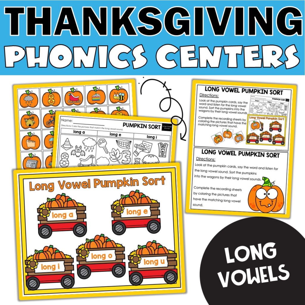 Long Vowel Sounds Pumpkin Sort for 1st and 2nd Grade - Teaching Ideas ...