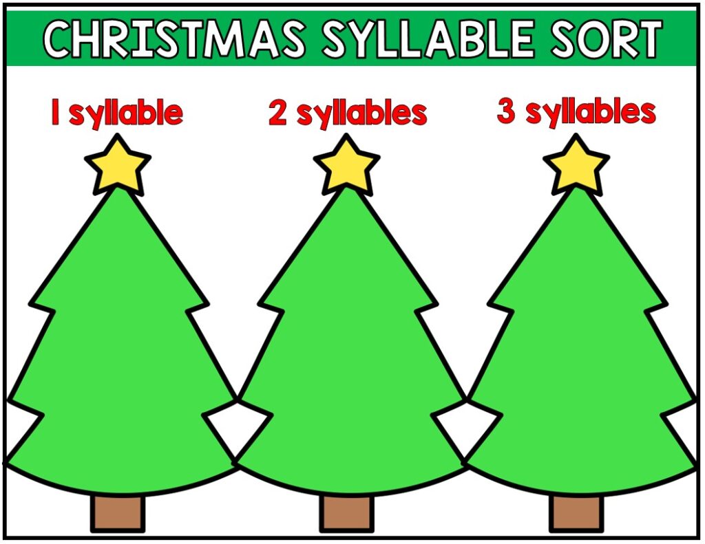 Christmas Syllable Sorting Activity for 1st and 2nd Grade - Phonics ...
