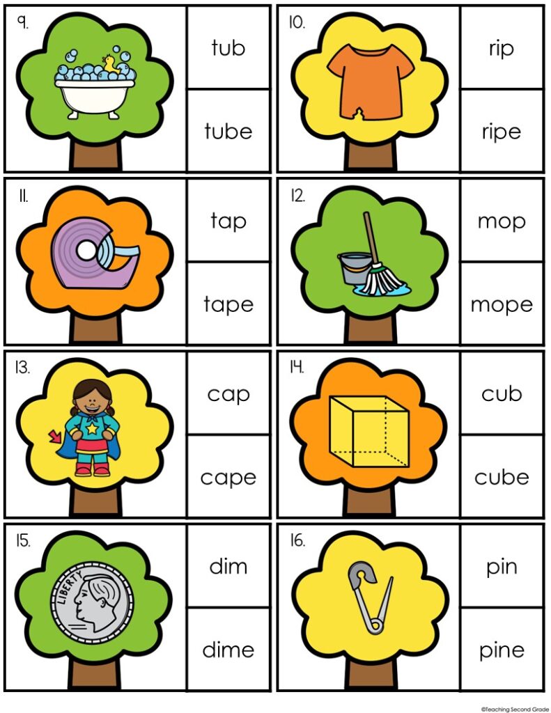 Thanksgiving CVC and CVCe Phonics Center for 1st and 2nd Grade Phonics ...