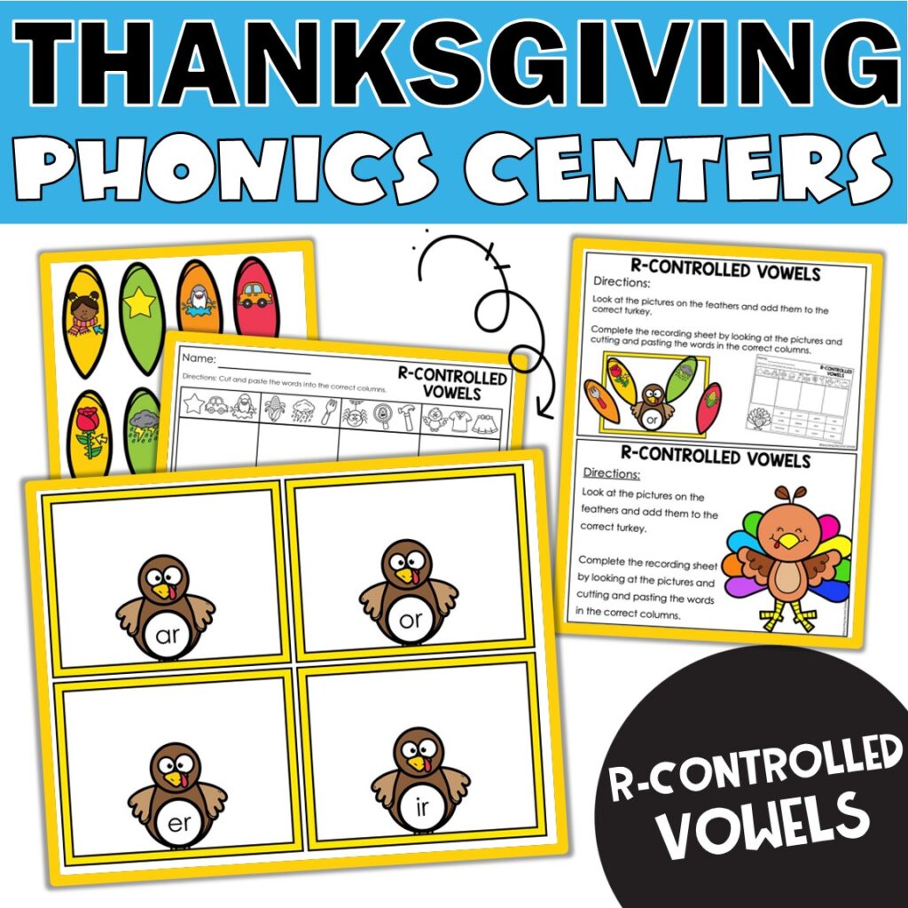 R-Controlled Vowels Phonics Center 1st 2nd Grade - Fun Turkey Sorting ...
