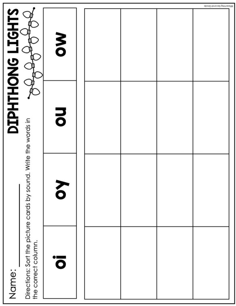 Christmas Diphthong Phonics Center with Picture Cards | Vowel Dipthongs ...