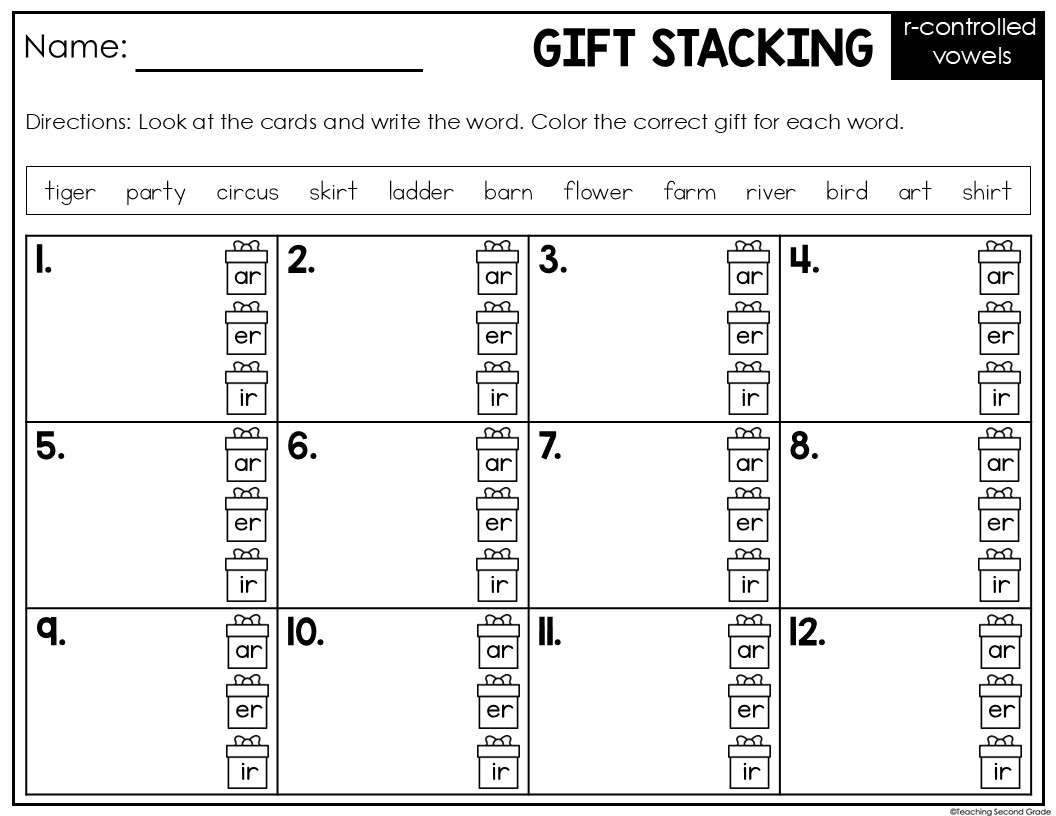Christmas R-Controlled Vowel Sorting Phonics Center Activity 1st and ...