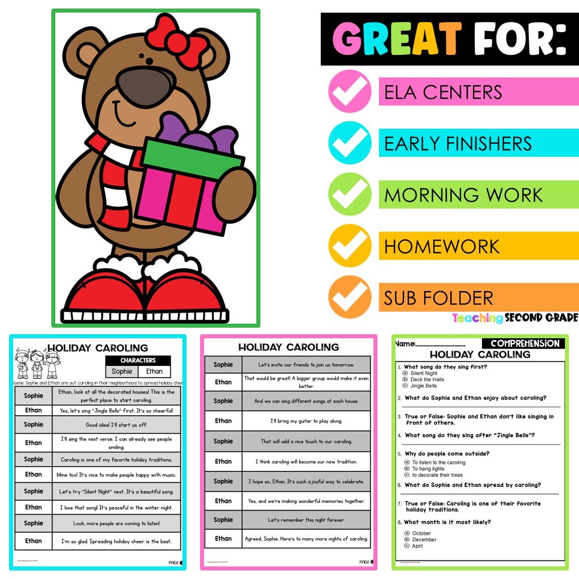 December Reader's Theater Bundle for 1st and 2nd Grade | 5 Stories ...