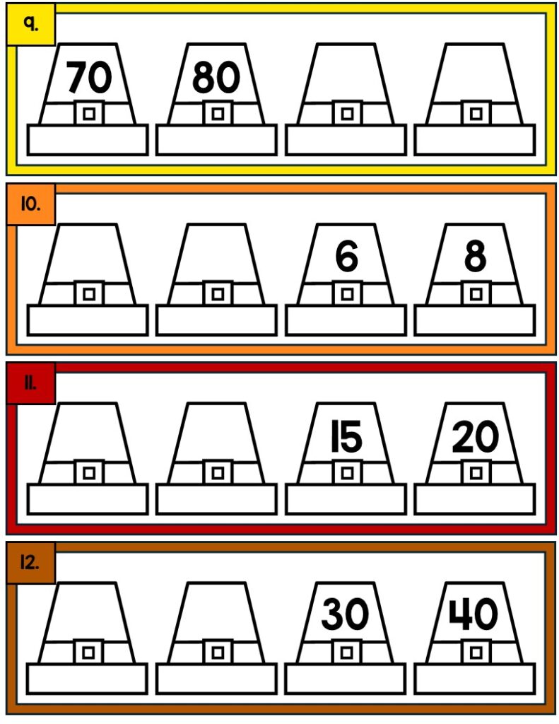 Thanksgiving Skip Counting Math Center for 1st and 2nd Grade - Teaching ...