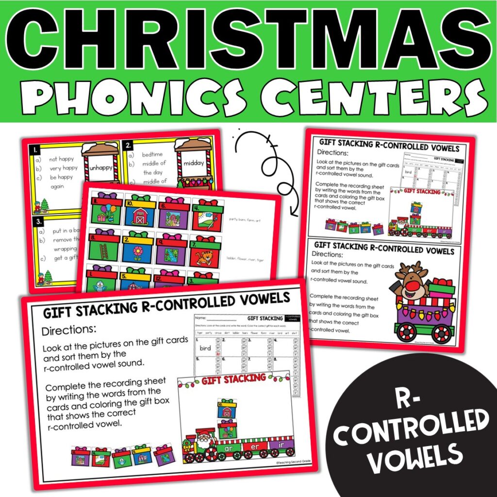 Christmas R-Controlled Vowel Sorting Phonics Center Activity 1st and ...