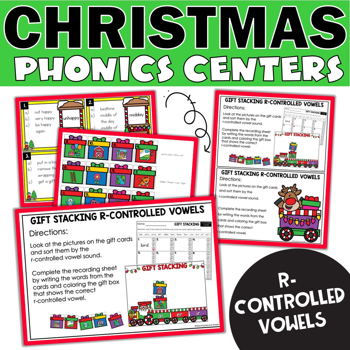 Christmas R-Controlled Vowel Sorting Phonics Center Activity 1st and ...