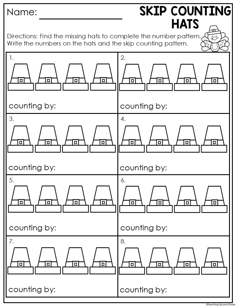 Thanksgiving Skip Counting Math Center for 1st and 2nd Grade - Teaching ...