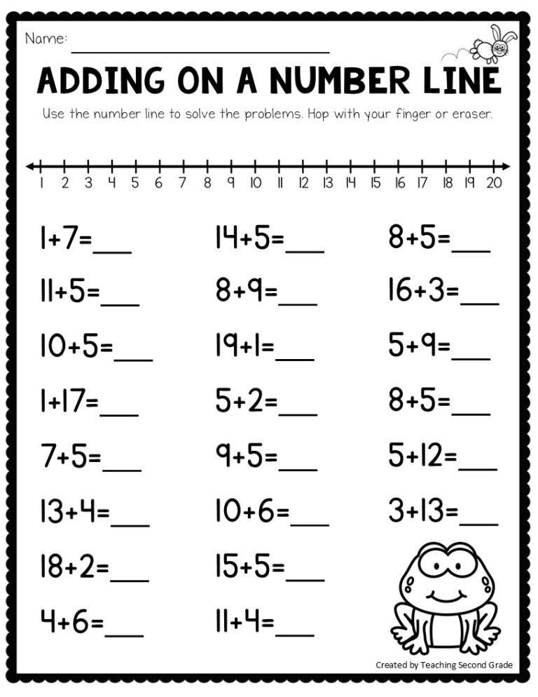 Addition Using a Number Line Worksheets No Prep Math Worksheets 1st 2nd ...