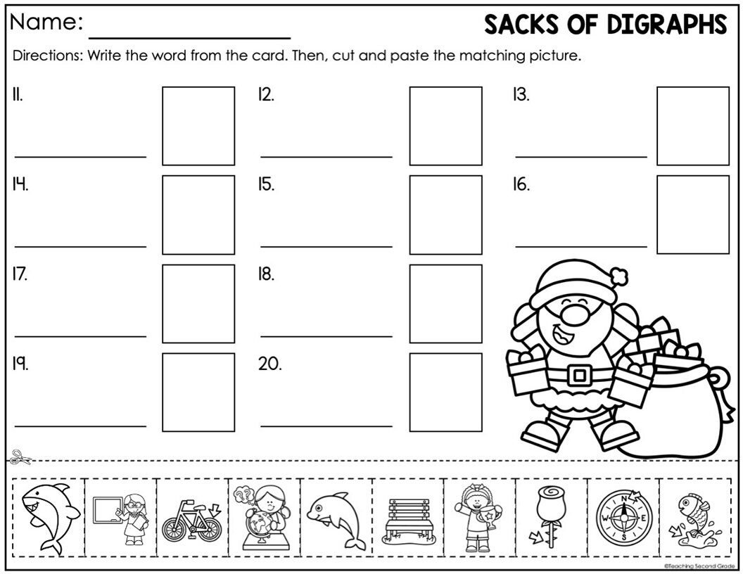 Christmas Digraphs Phonics Center for 1st and 2nd Grade - Teaching ...