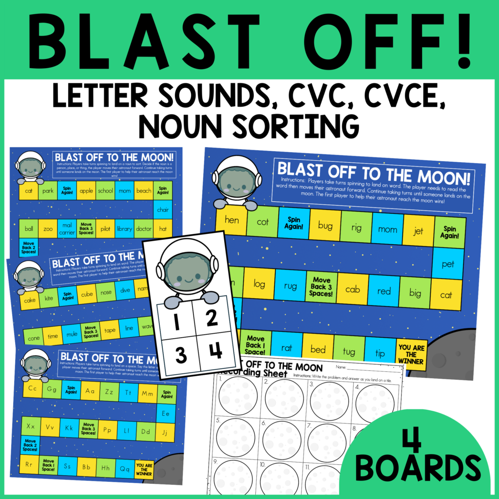 Blast Off to the Moon Board Game | Print and Play - Teaching Ideas Made ...
