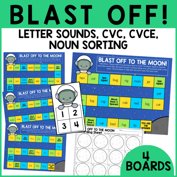 Blast Off to the Moon Board Game | Print and Play - Teaching Ideas Made ...