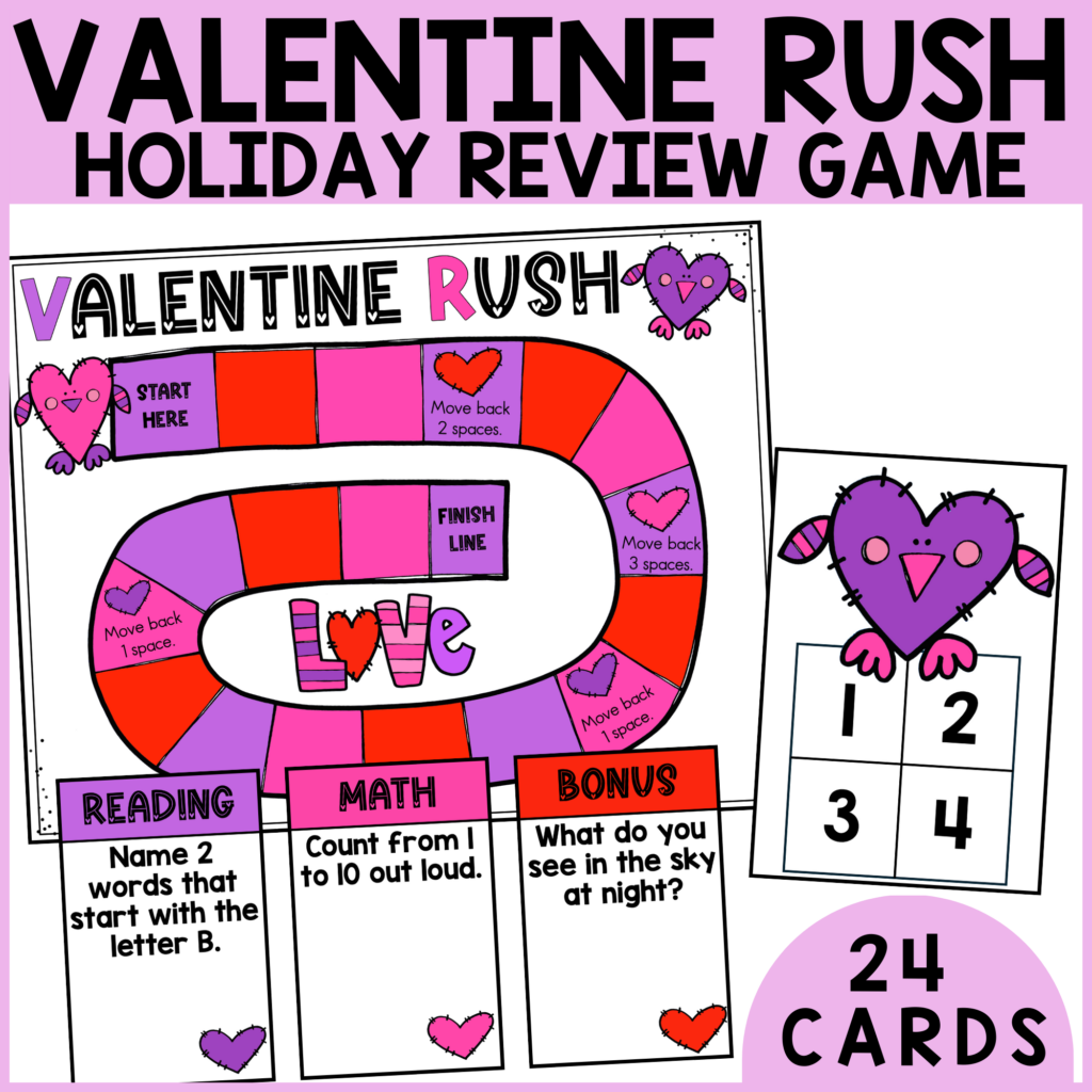 Valentine Rush Board Game | Fun and Interactive Math and Reading Game ...