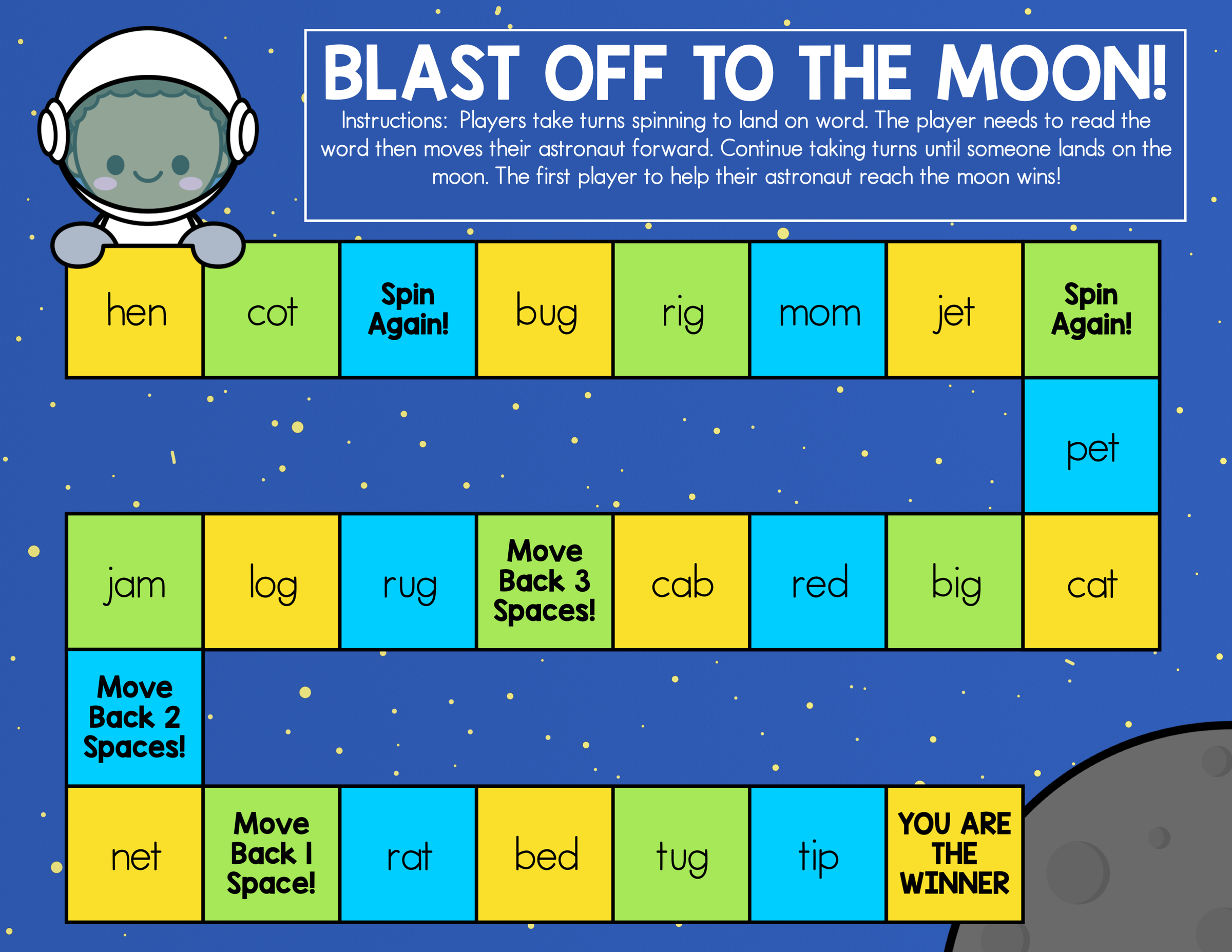 Blast Off to the Moon Board Game | Print and Play - Teaching Ideas Made ...