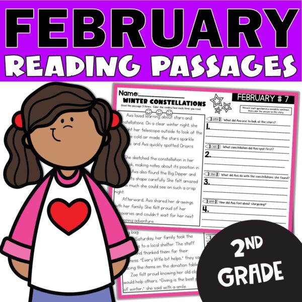 February Reading Passages for 2nd Grade with Comprehension Text ...