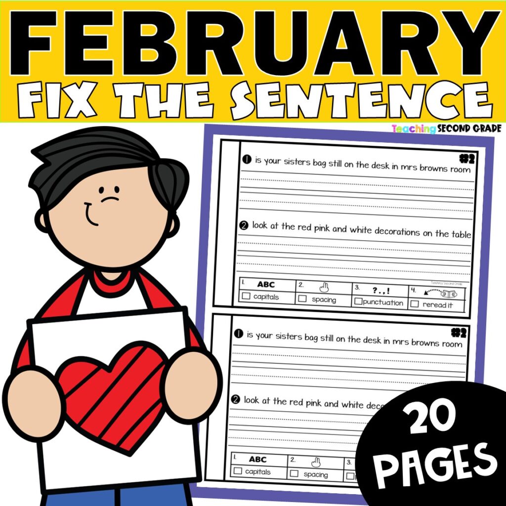 February Fix the Sentence Worksheets, Sentence Editing, Daily Oral ...