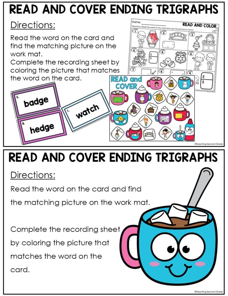 Winter Ending Trigraphs Phonics Center - Teaching Ideas Made Easy