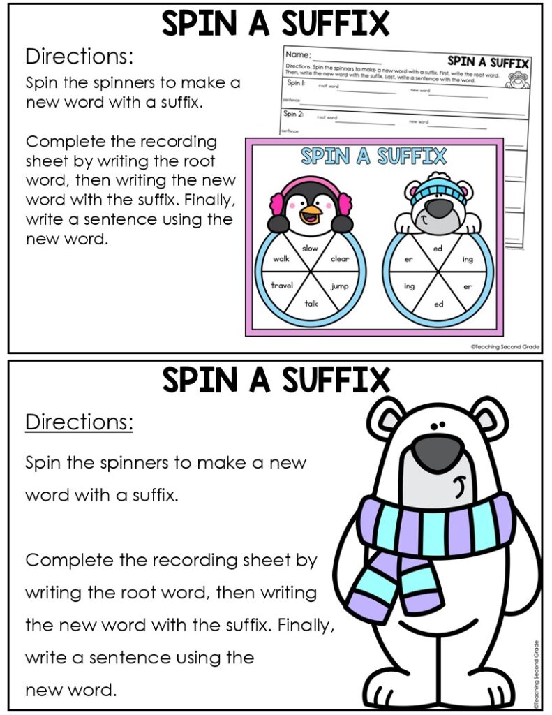 Winter Suffix Writing Phonics Center - Teaching Ideas Made Easy