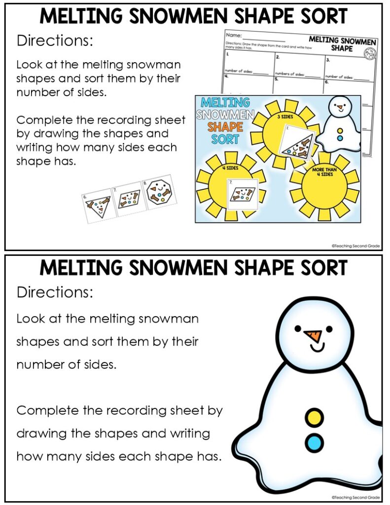 Winter 2D Shapes Sorting Math Center - Teaching Ideas Made Easy