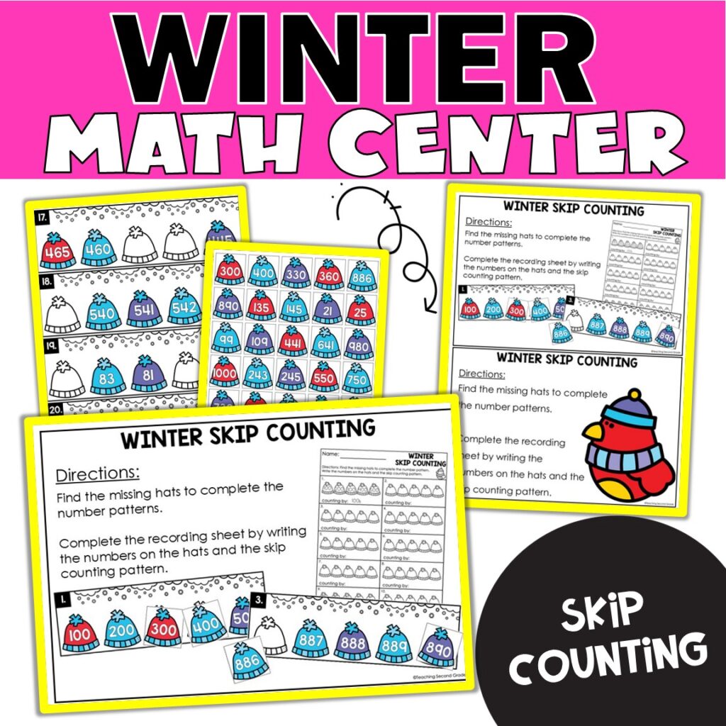 Winter 3-Digit Skip Counting Math Center - 1s, 2, 5, 10s, and 100s ...