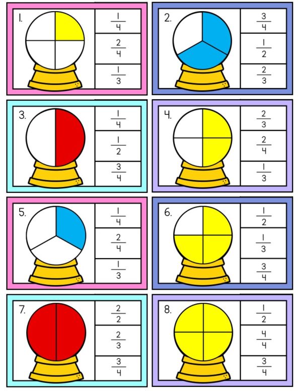 Winter Fraction Fun Math Center: Hands-On Fraction Practice - Teaching ...