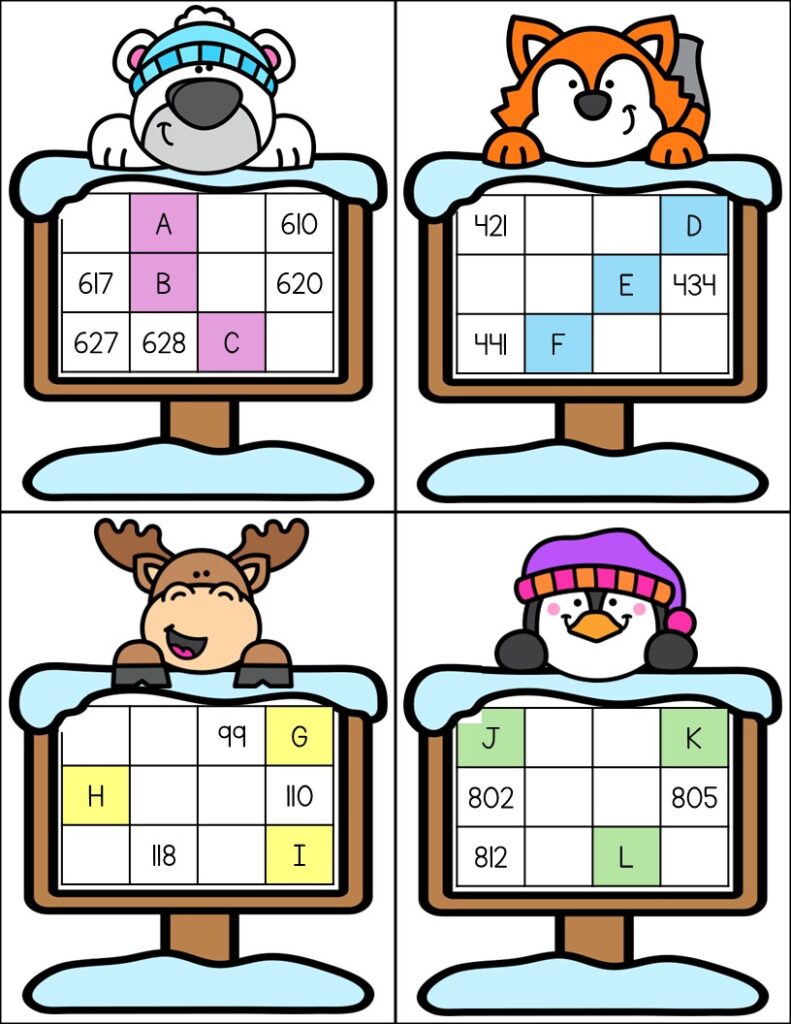 Winter Number Sense to 1000 Math Center - Teaching Ideas Made Easy