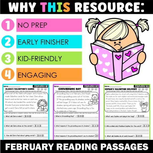 February Reading Passages 1st Grade Comprehension Question Answers Text ...