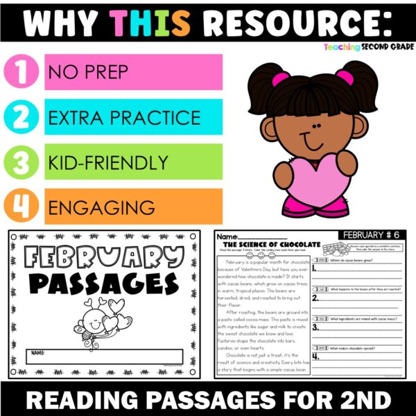 February Reading Passages for 2nd Grade with Comprehension Text ...