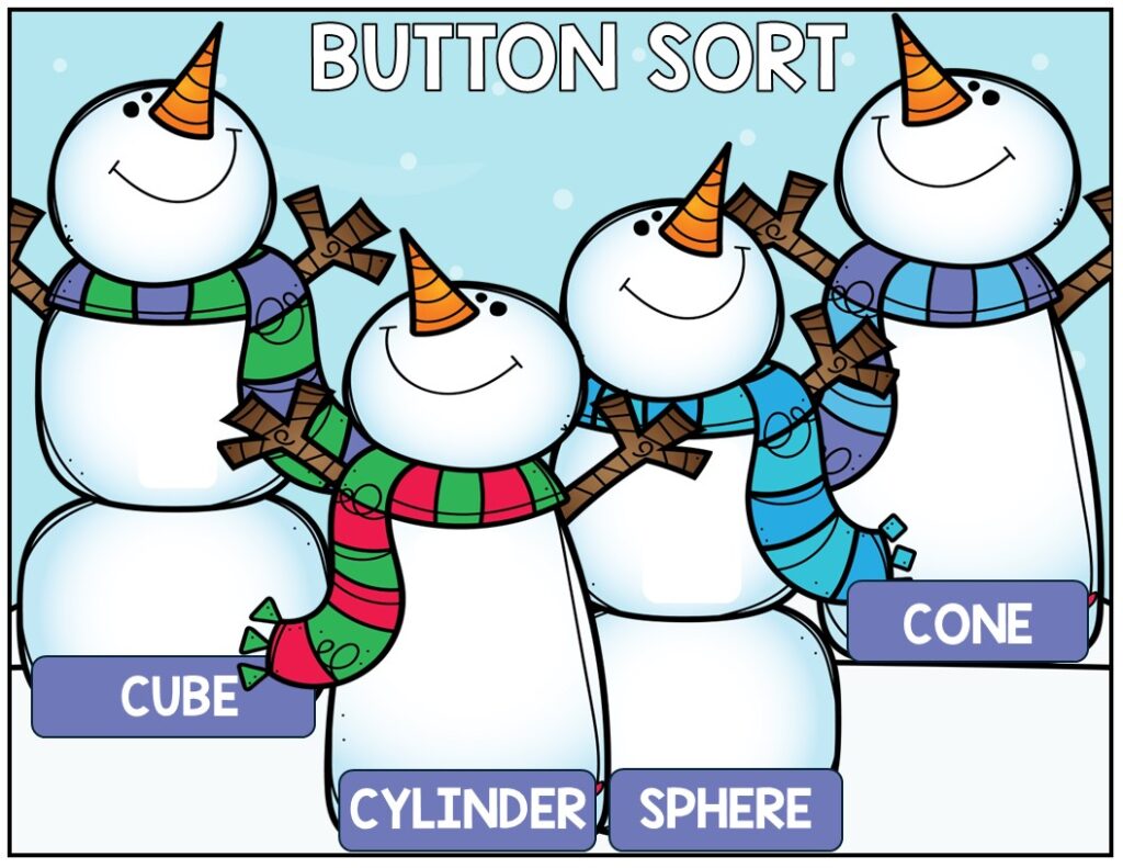 Winter Snowman 3D Shape Sorting Center with Worksheets - Teaching Ideas ...
