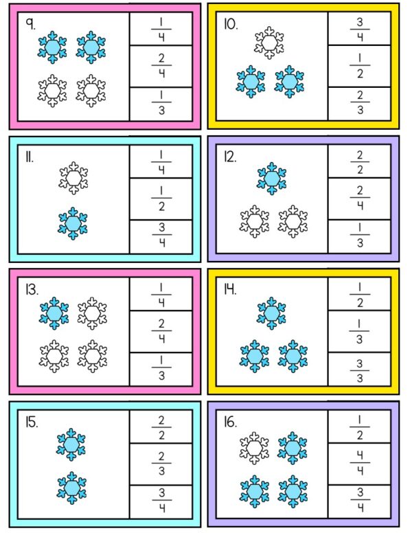 Winter Fraction Fun Math Center: Hands-On Fraction Practice - Teaching ...