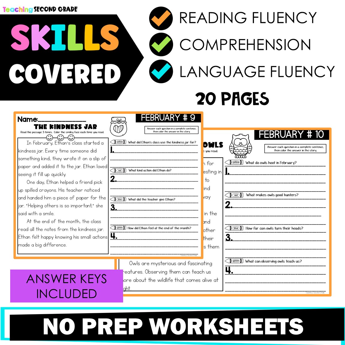 February Reading Passages for 2nd Grade with Comprehension Text ...
