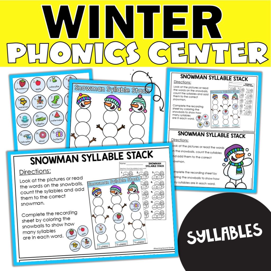 Winter Syllable Sort Phonics Center - Teaching Ideas Made Easy