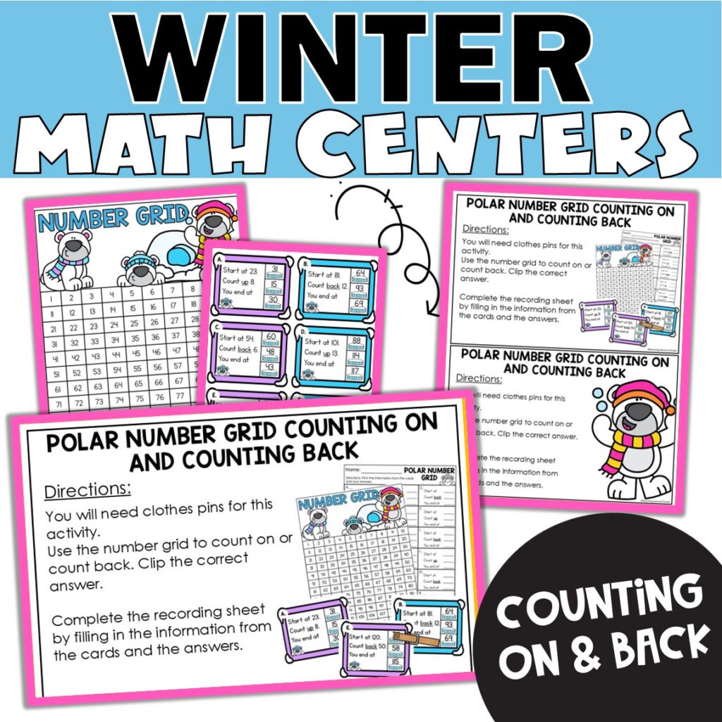 Winter Count On and Count Back Center - Addition and Subtraction ...