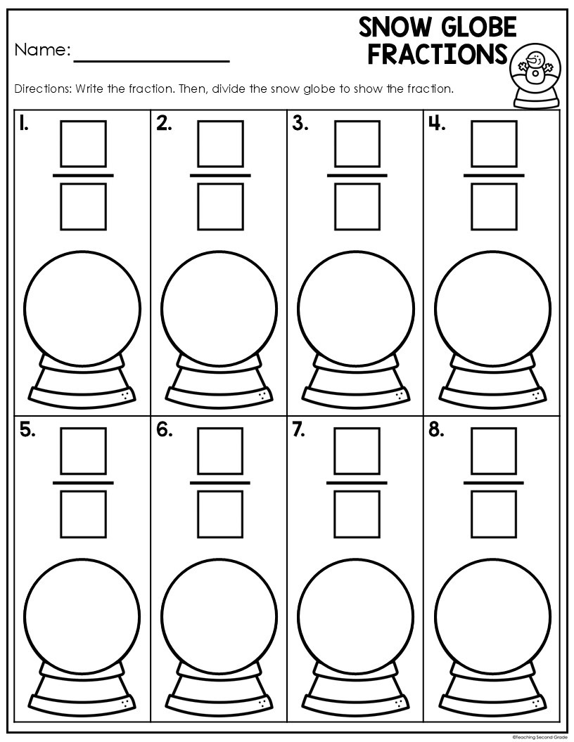 Winter Fraction Fun Math Center: Hands-On Fraction Practice - Teaching ...