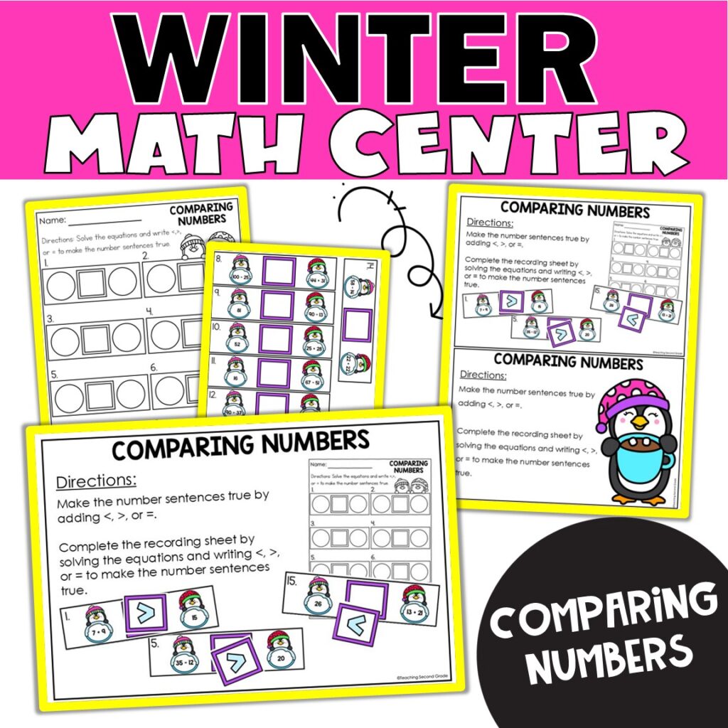 Winter Comparing Numbers Math Center: Greater Than, Less Than, or Equal ...