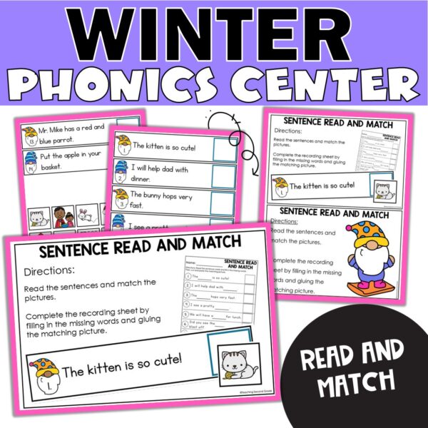 Winter Sentence Read-and-Match Phonics Center - Teaching Ideas Made Easy