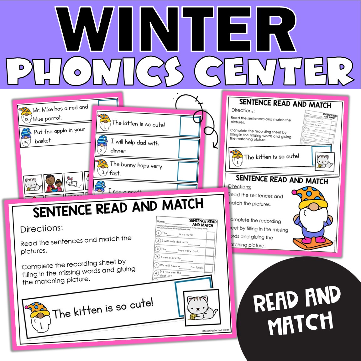 Winter Sentence Read-and-Match Phonics Center - Teaching Ideas Made Easy