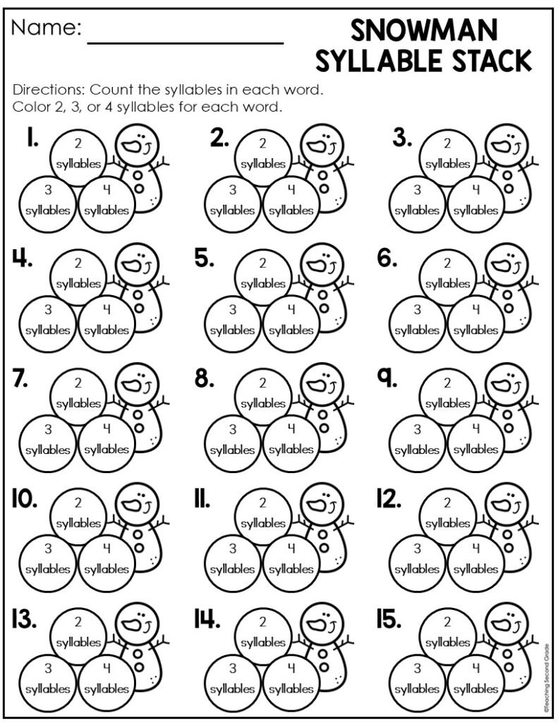 Winter Syllable Sort Phonics Center - Teaching Ideas Made Easy