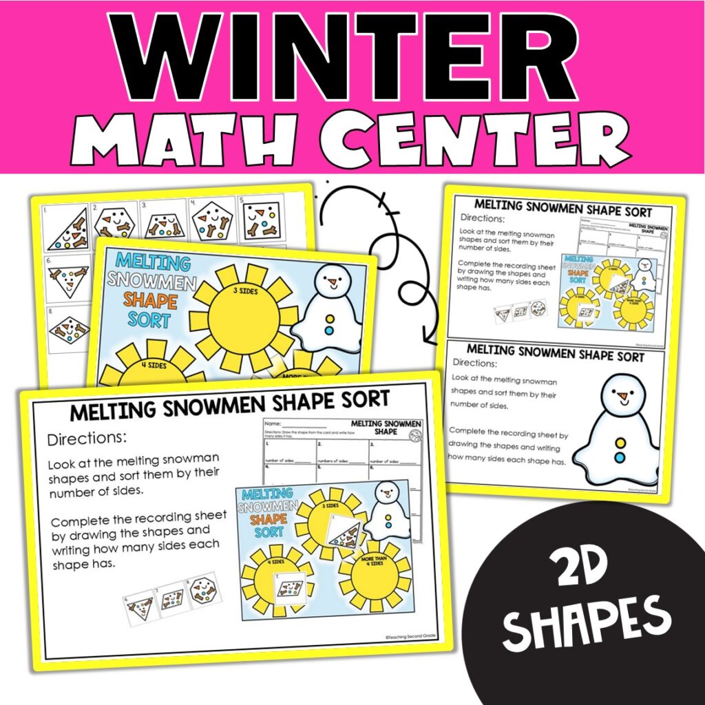 Winter 2D Shapes Sorting Math Center - Teaching Ideas Made Easy