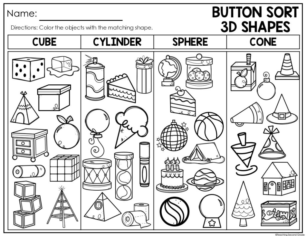 Winter Snowman 3D Shape Sorting Center with Worksheets - Teaching Ideas ...