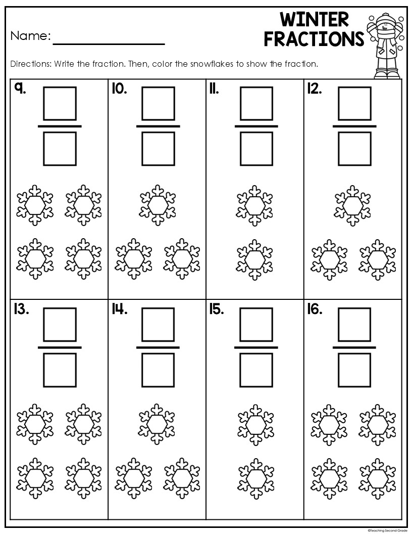 Winter Fraction Fun Math Center: Hands-On Fraction Practice - Teaching ...