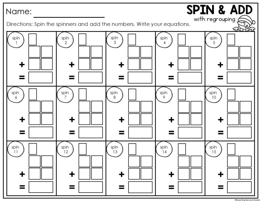 Winter 2-Digit Addition with and Without Regrouping Center - Teaching ...