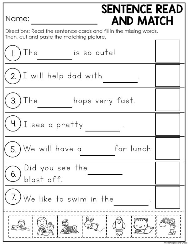 Winter Sentence Read-and-Match Phonics Center - Teaching Ideas Made Easy