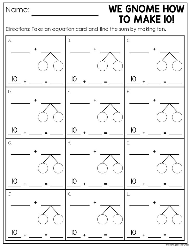 Making Ten Addition Strategy Math Center - Using Tens Frames - Teaching ...