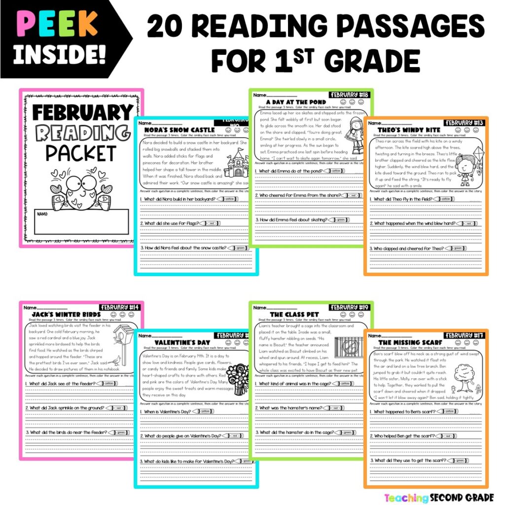 February Reading Passages 1st Grade Comprehension Question Answers Text ...