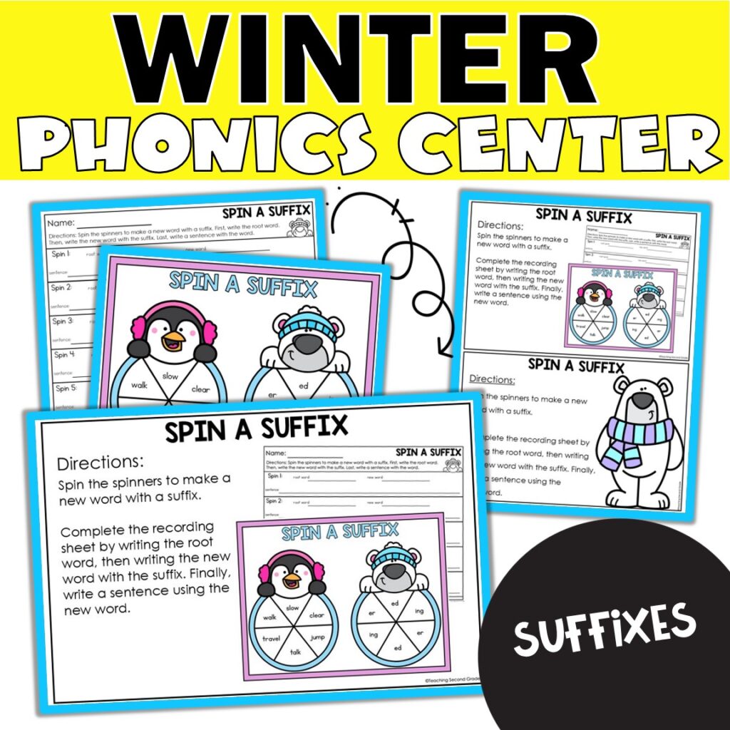 Winter Suffix Writing Phonics Center - Teaching Ideas Made Easy