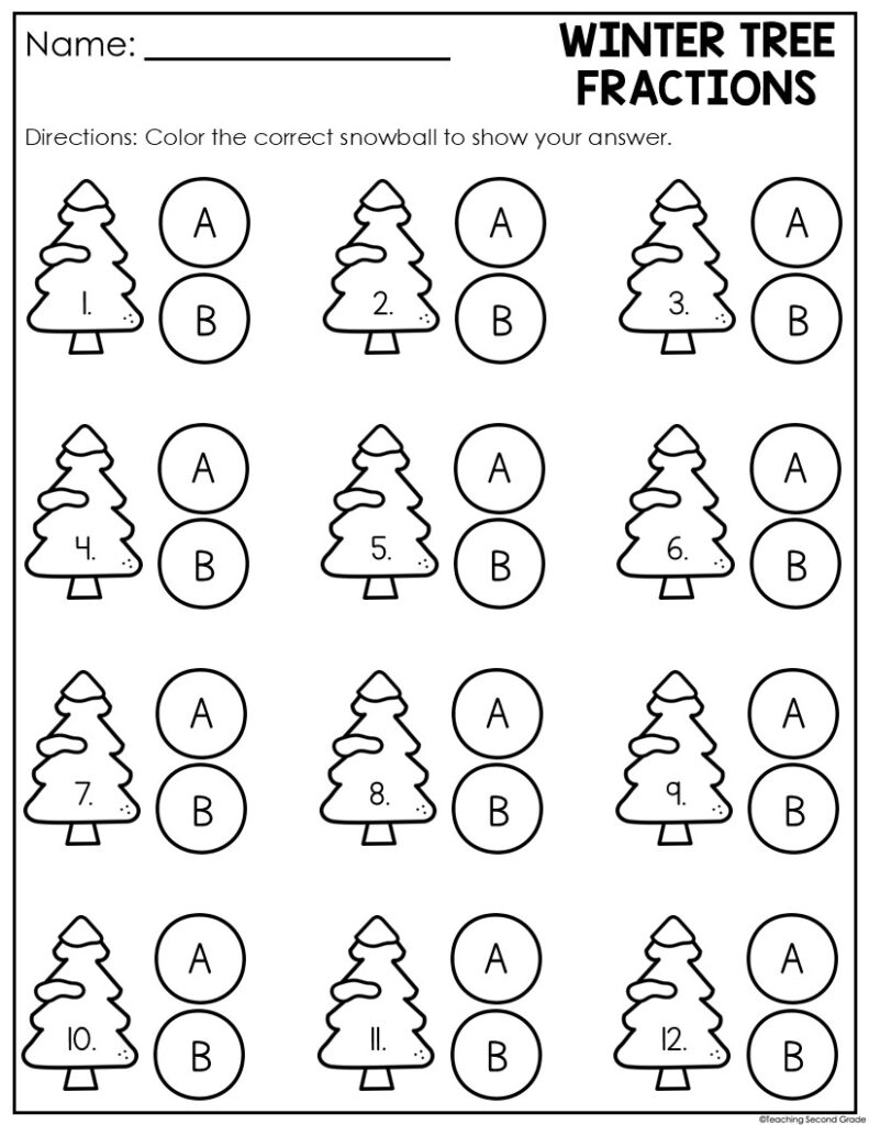 Winter Fractions Math Center - Teaching Ideas Made Easy