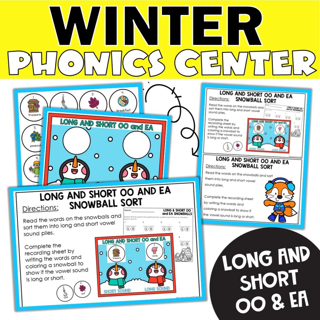 Winter Long and Short Vowel Sounds Center - Teaching Ideas Made Easy