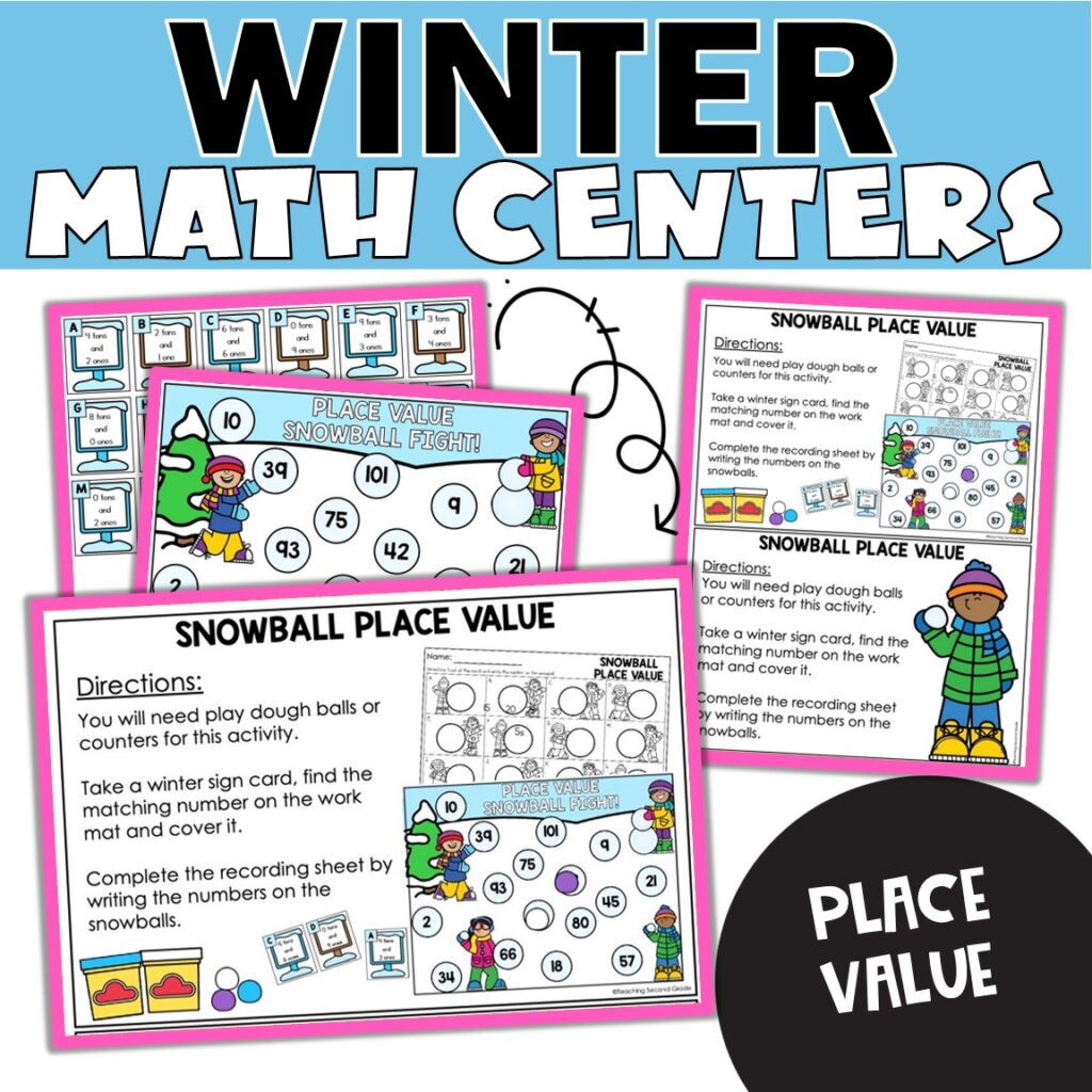 Winter Number Matching Math Center for January - Place Value Game ...