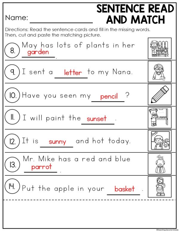 Winter Sentence Read-and-Match Phonics Center - Teaching Ideas Made Easy