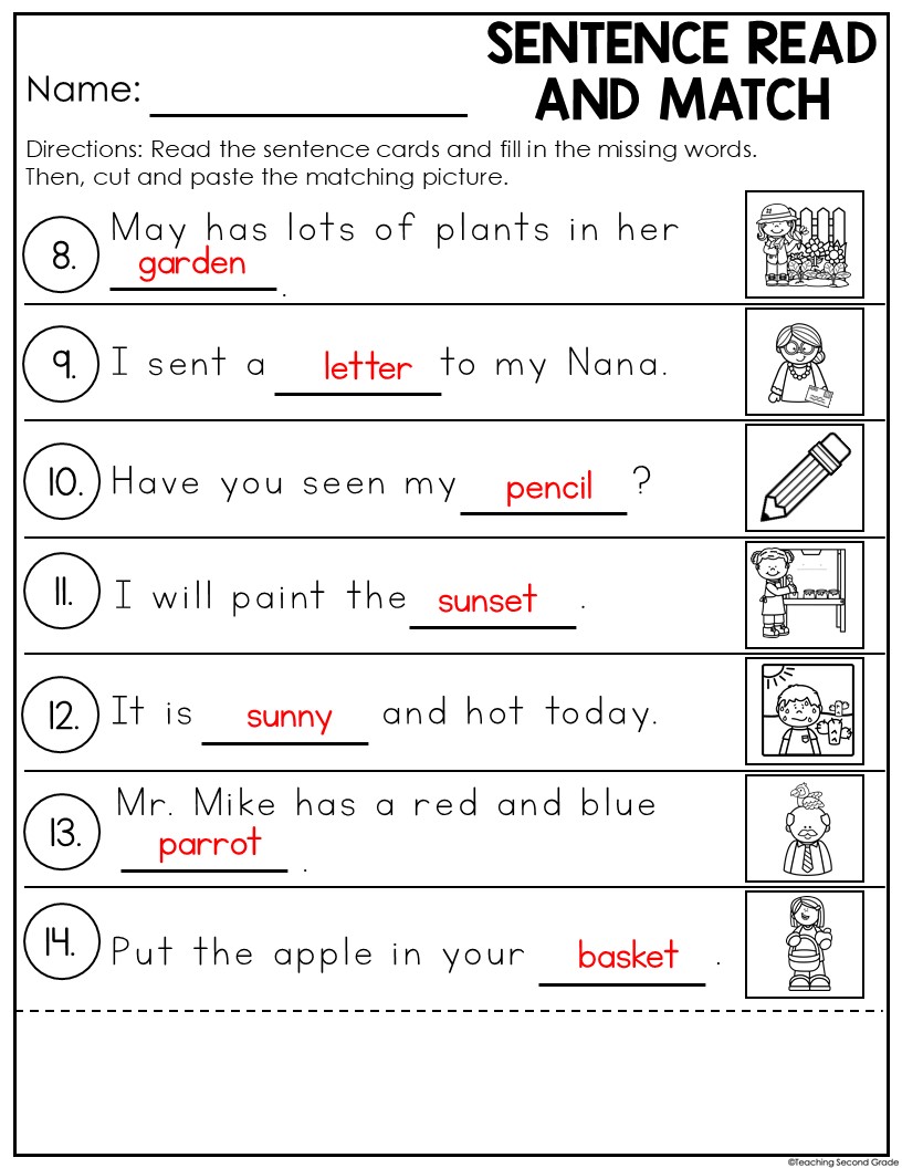 Winter Sentence Read-and-Match Phonics Center - Teaching Ideas Made Easy